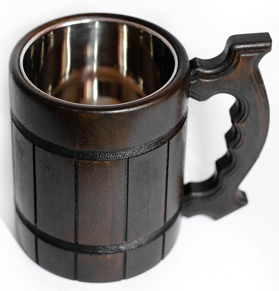 Handmade Wood Mug 20 Oz 0.6L Wood Carving Beer Mug of Wood Great Beer ...
