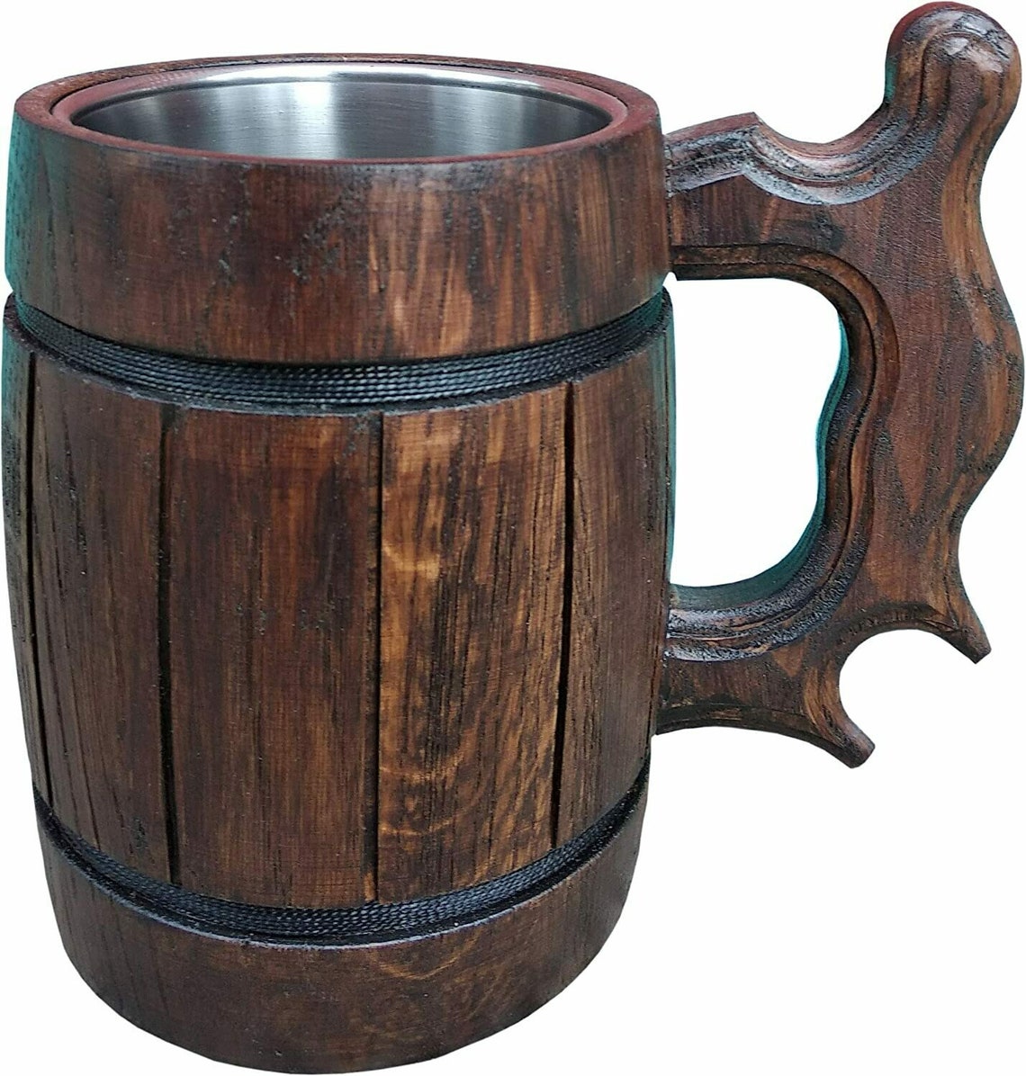 Handmade Wood Mug 20 Oz 0.6L Wood Carving Beer Mug of Wood Great Beer ...