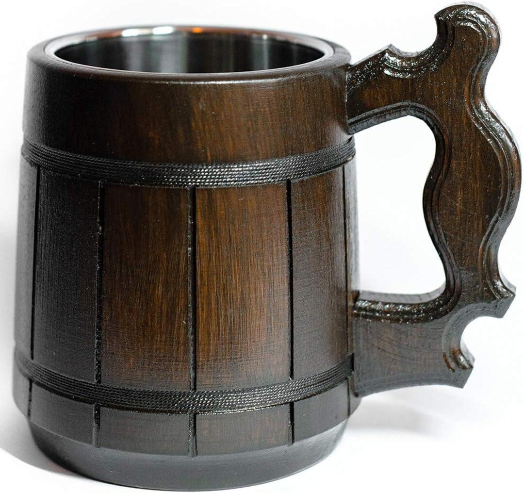 Handmade Wood Mug 20 Oz 0.6L Wood Carving Beer Mug of Wood Great Beer ...