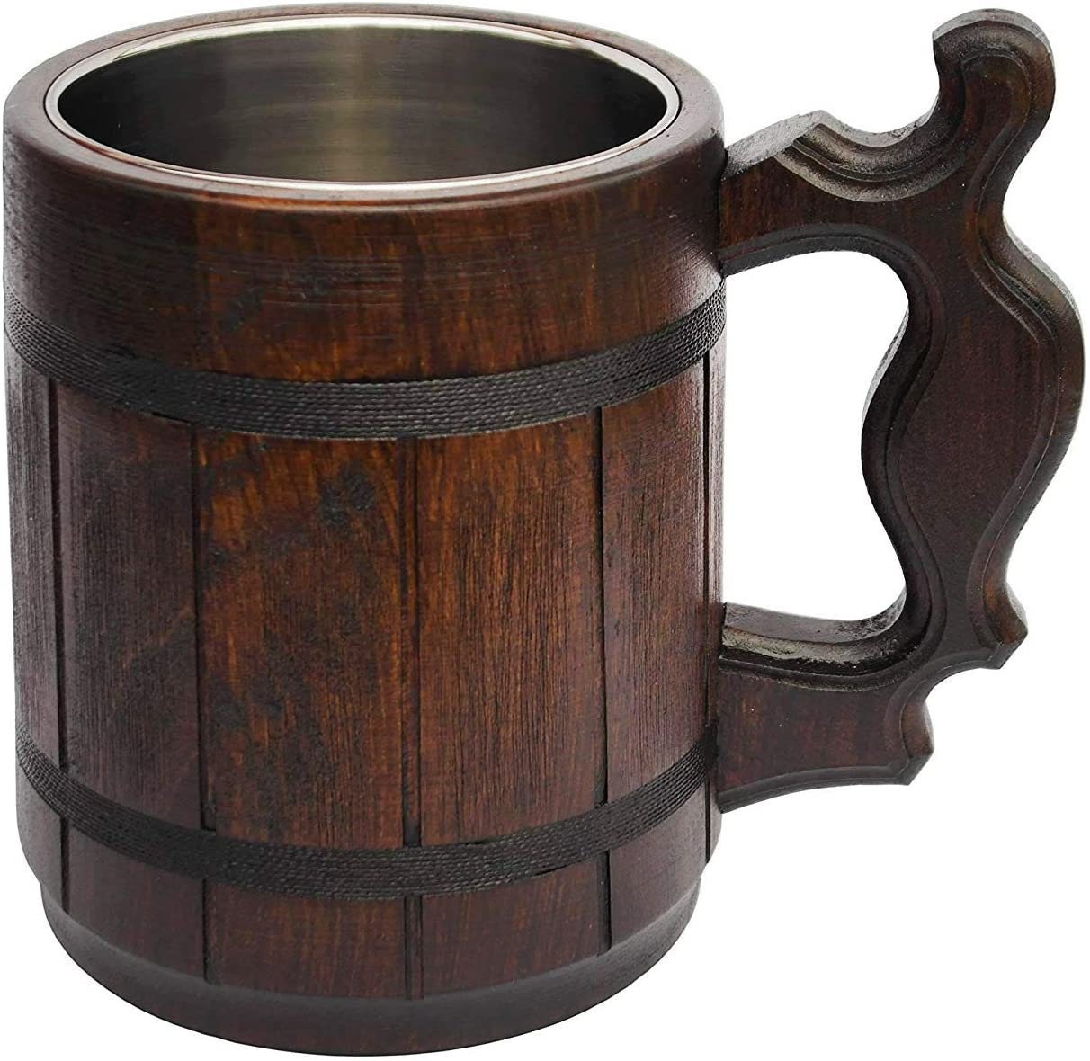 Handmade Wood Mug 20 Oz (0.6L) Wood Carving Beer Mug of Wood Great Beer ...