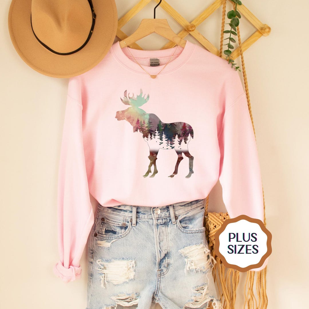 Moose Women Sweatshirt Nature Lover Hoodie, Moose Gift, Wildlife ...