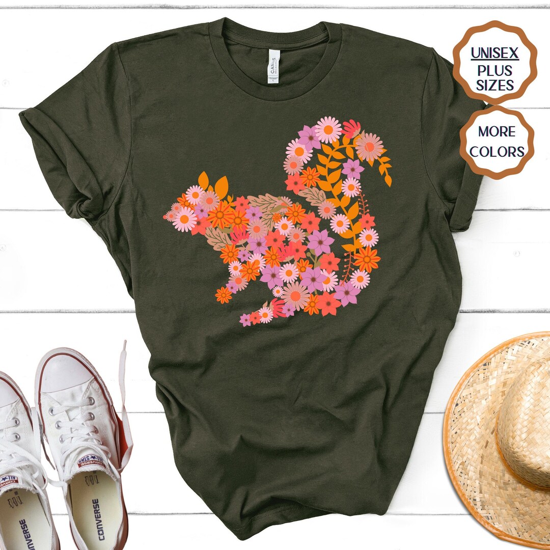 Squirrel Shirt Floral Animal Wildlife Gift for Squirrel Lover - Etsy