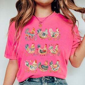 Chicken Sweatshirt, Folk Chicken Shirt, Chicken Lover Gift, Chicken ...