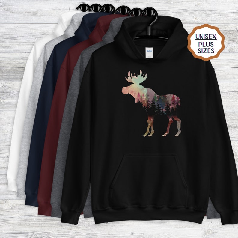 Womens Moose Hoodie Moose Shirt Moose Gifts Wildlife Sweatshirt Caribou ...