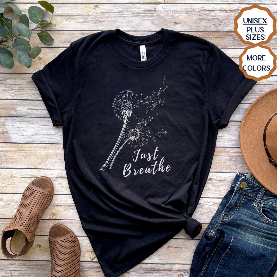 Just Breathe Dandelion Shirt Just Breathe T Shirt Blowing Etsy