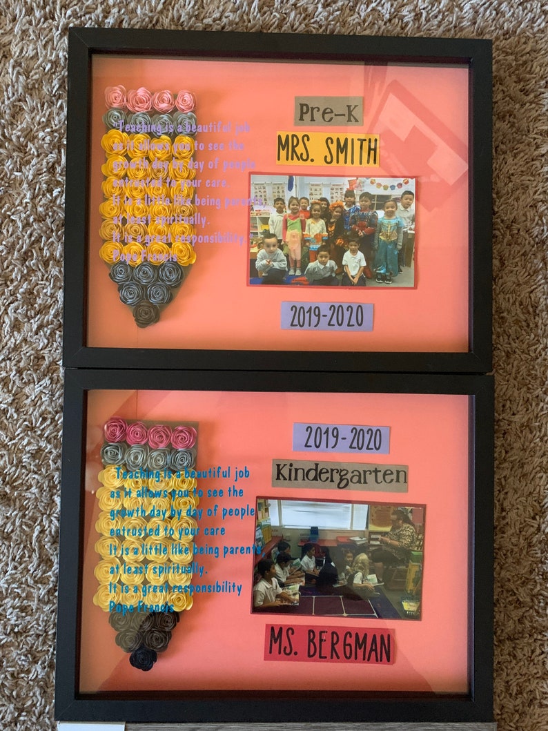 Flower Pencil Teacher Shadow Box - Etsy