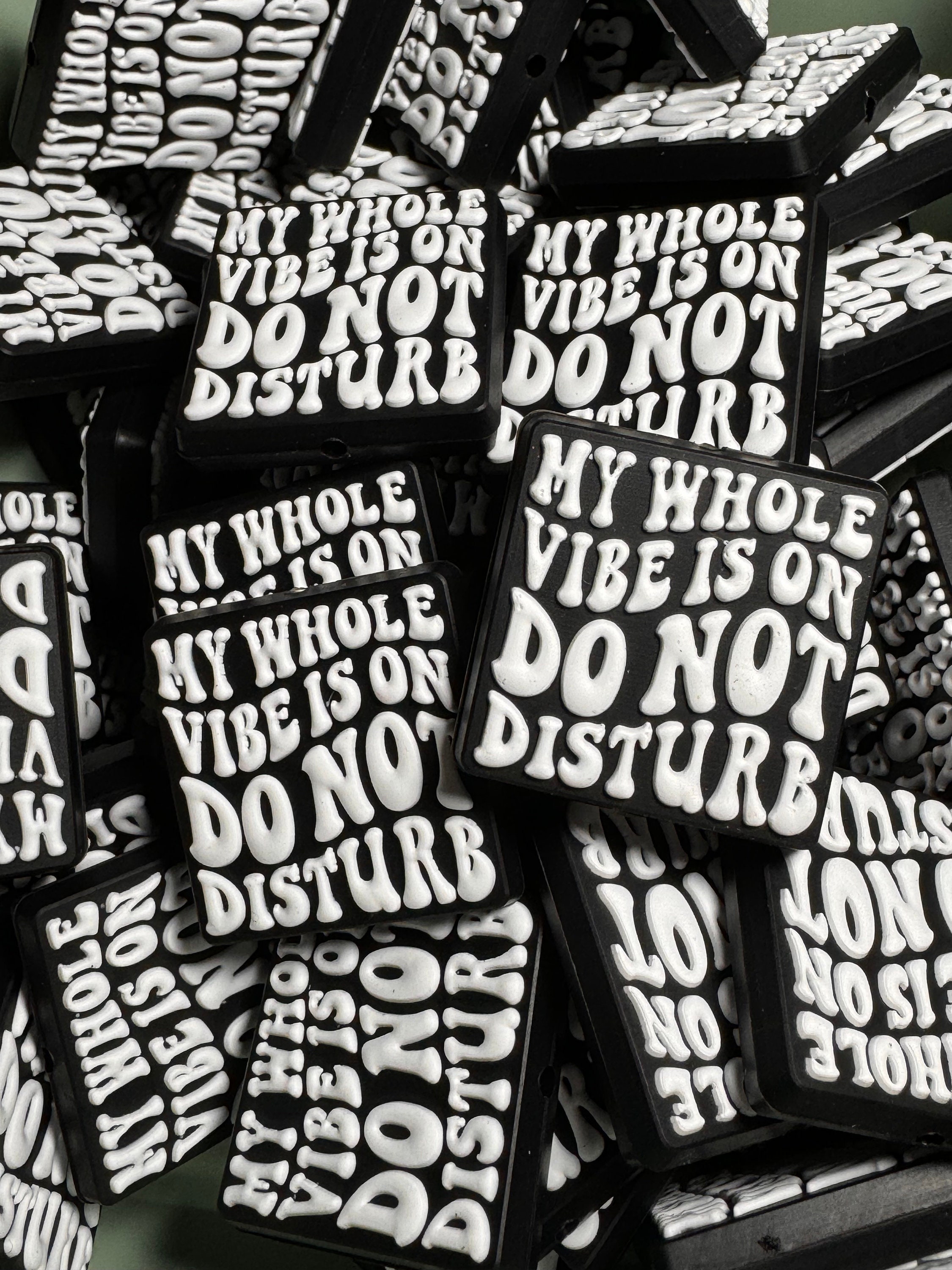 EXCLUSIVE White My Whole Vibe is on Do Not Disturb Silicone Focal Bead ...