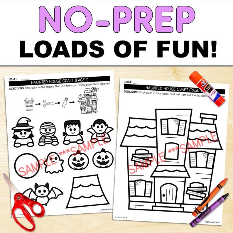 Halloween Craft | Haunted House Activity | Coloring Pages - Etsy