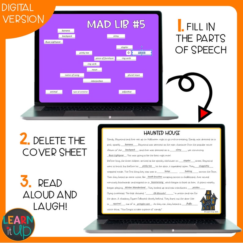 Halloween Activity, Parts of Speech, Mad Libs, Print and Digital - Etsy