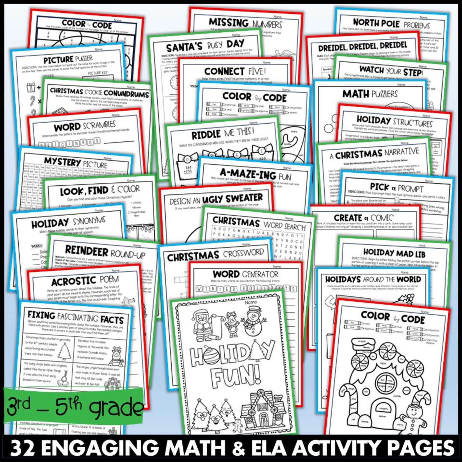 Christmas Math, Reading, Writing Activities - Etsy