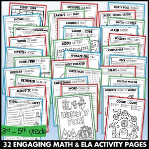 Christmas Math, Reading, Writing Activities - Etsy