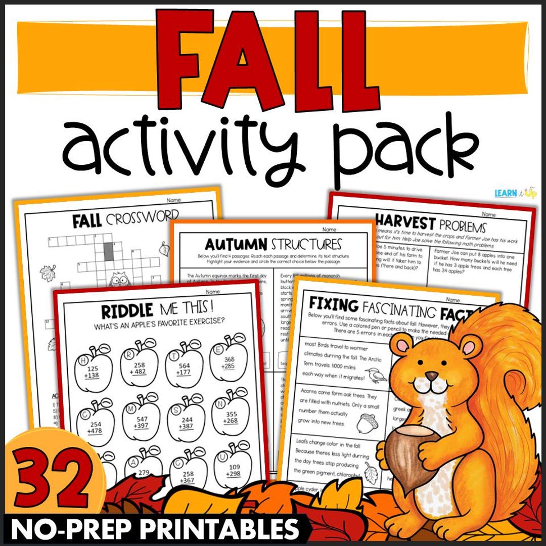 Fall and Autumn Activities | Fun With Math and ELA - Etsy