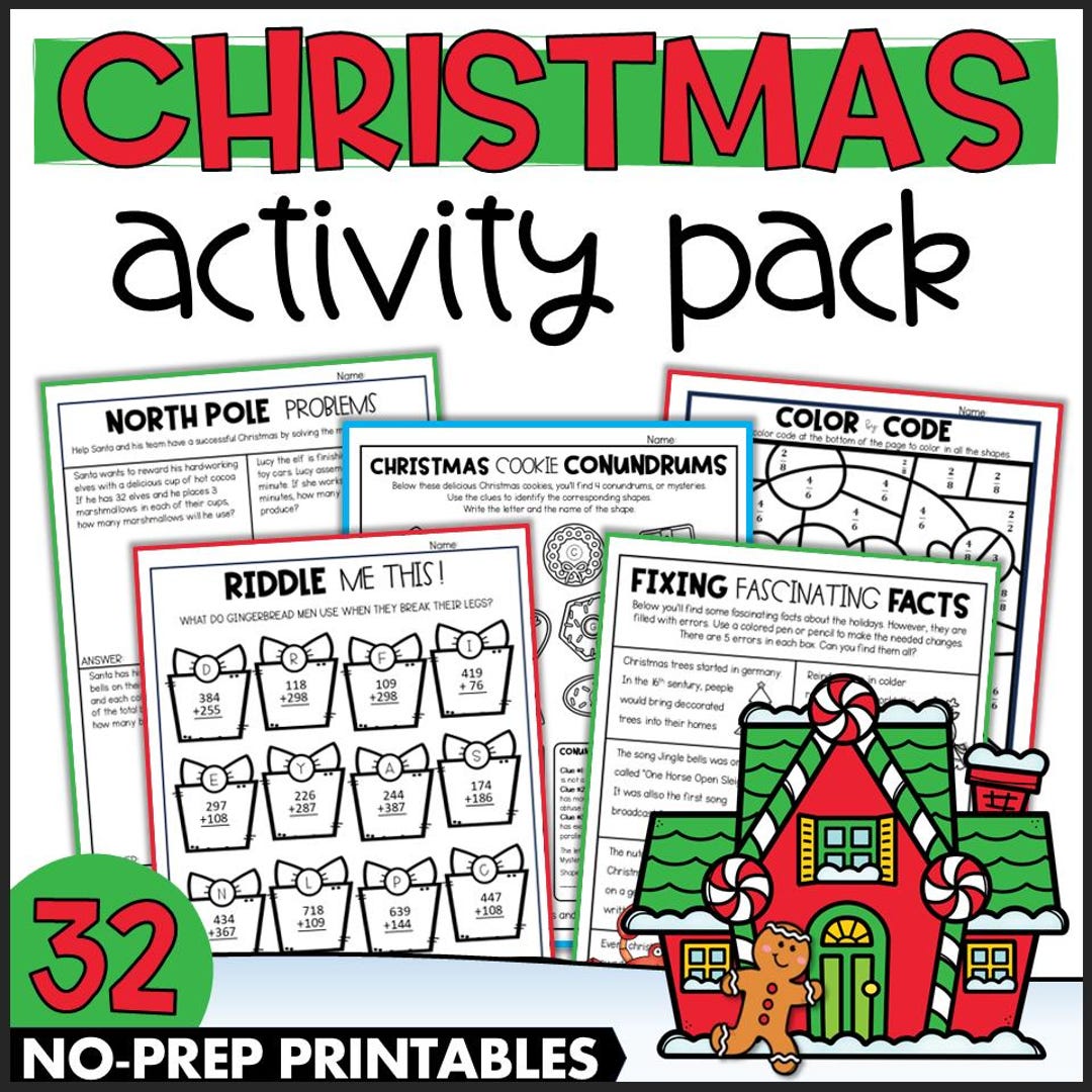 Christmas Math, Reading, Writing Activities - Etsy