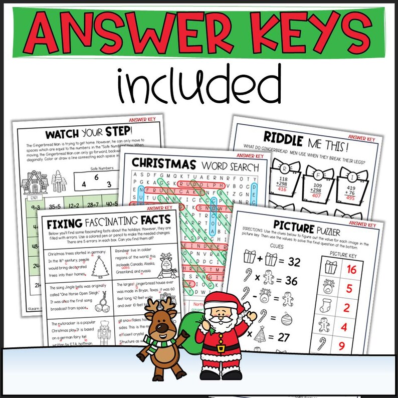 Christmas Math, Reading, Writing Activities - Etsy