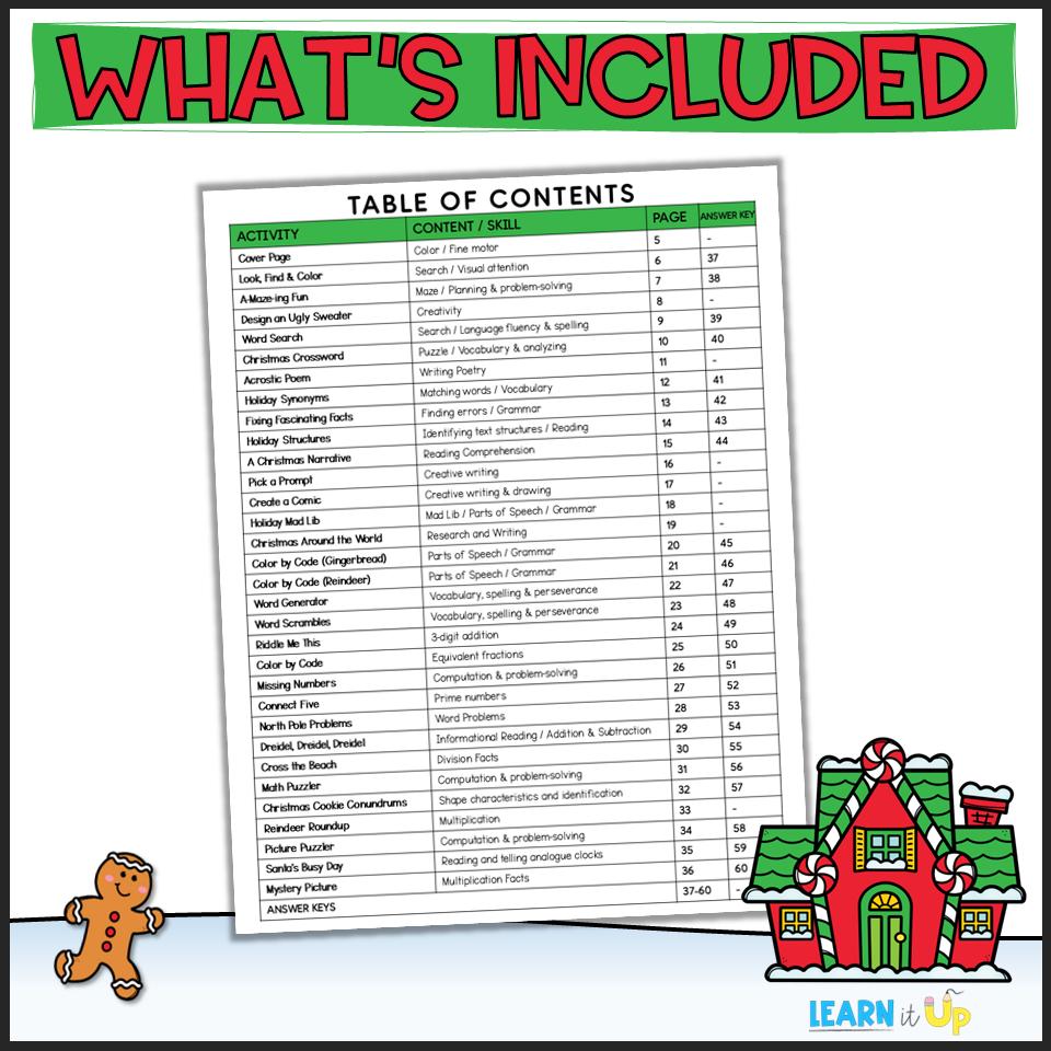 Christmas Math, Reading, Writing Activities - Etsy