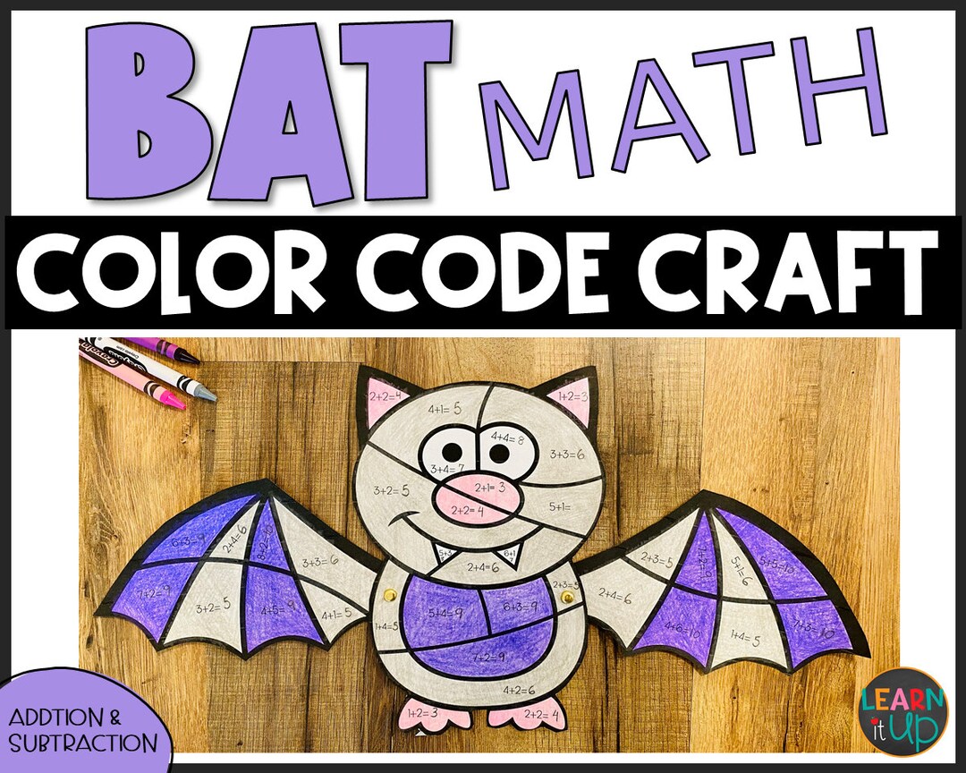 Addition and Subtraction Halloween Activity L Bat Craft L 1st and 2nd ...