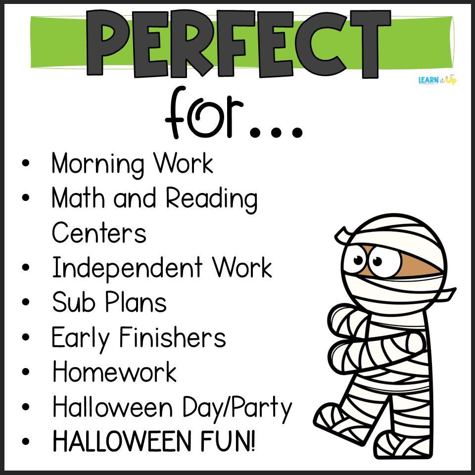 Halloween and October Activities | Fun With Math and ELA - Etsy