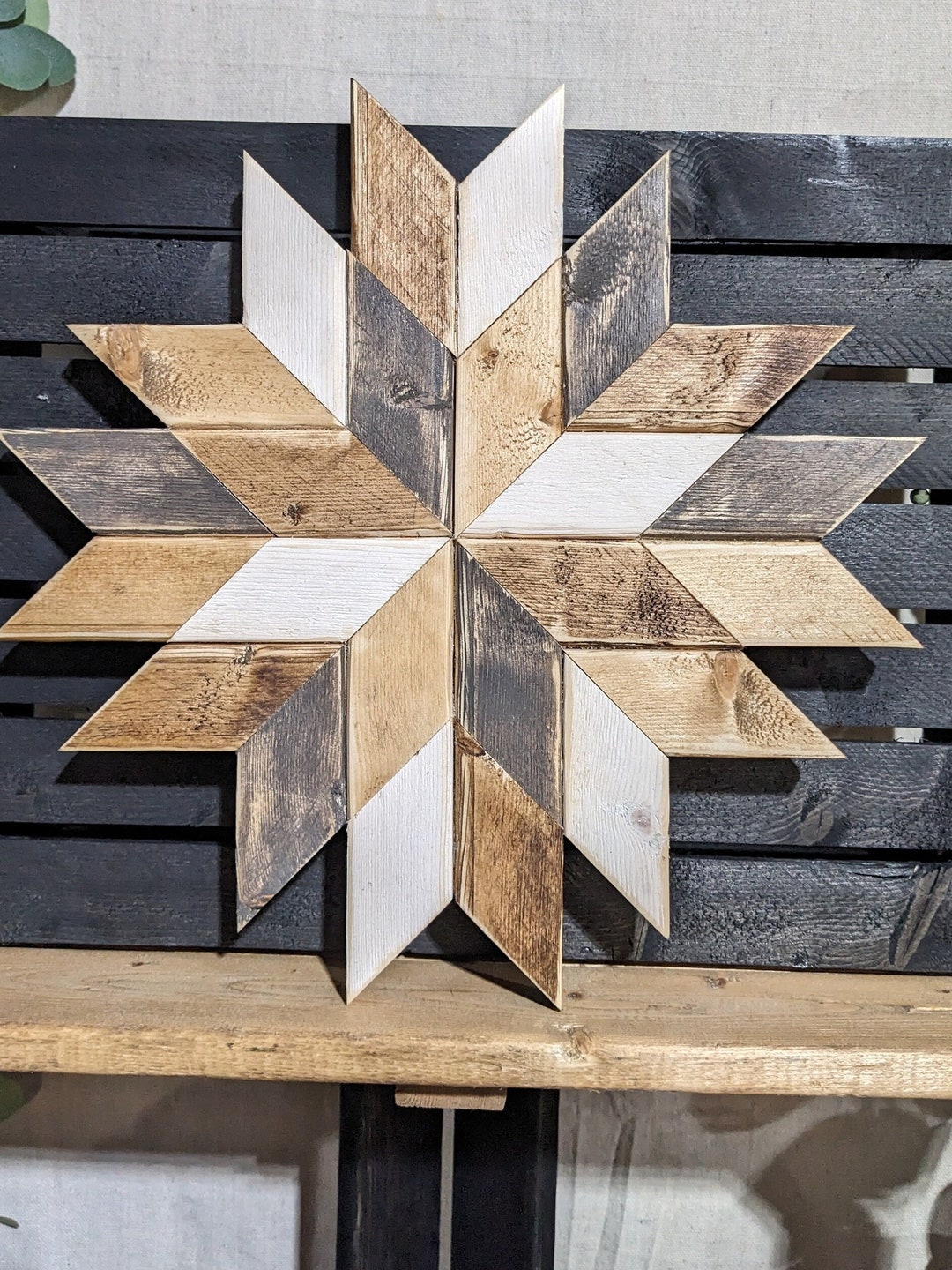 Neutral Colors Wooden 12x12 Barn Quilt Star, Mosaic Wall Art, Small ...