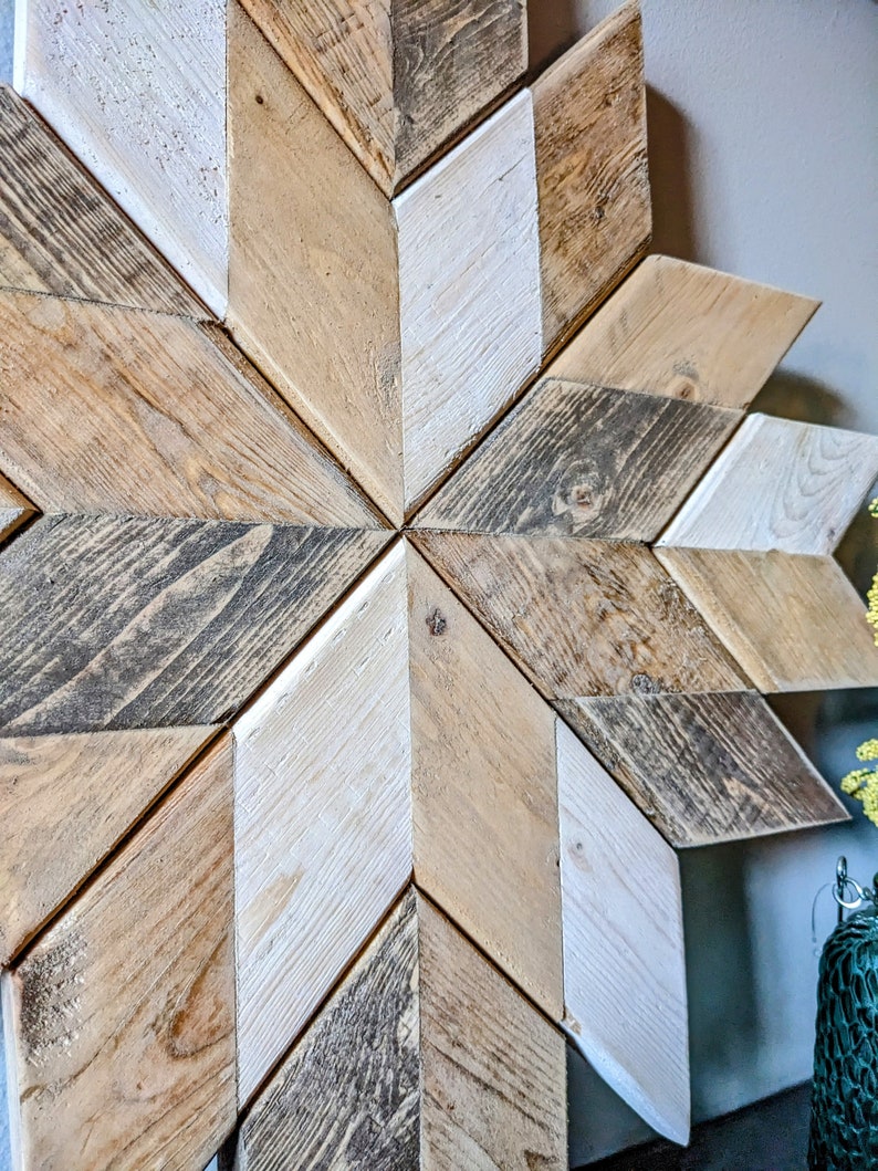 Neutral Wood Fall Decor Wooden Barn Star Quilt Star Pattern - Etsy