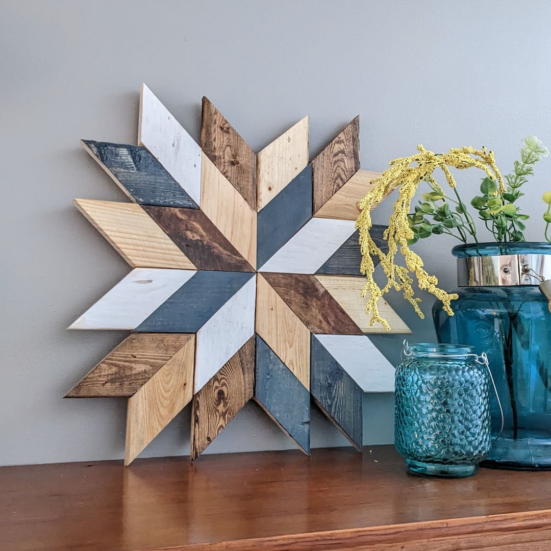 Wooden Barn Star Pattern, Wood Quilt Star, Mosaic Wood Wall Art ...