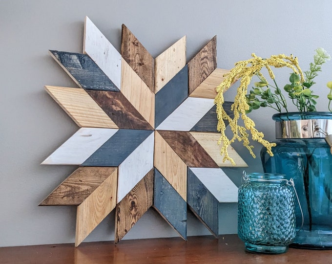 Wooden Barn Star Pattern, Wood Quilt Star, Mosaic Wood Wall Art ...