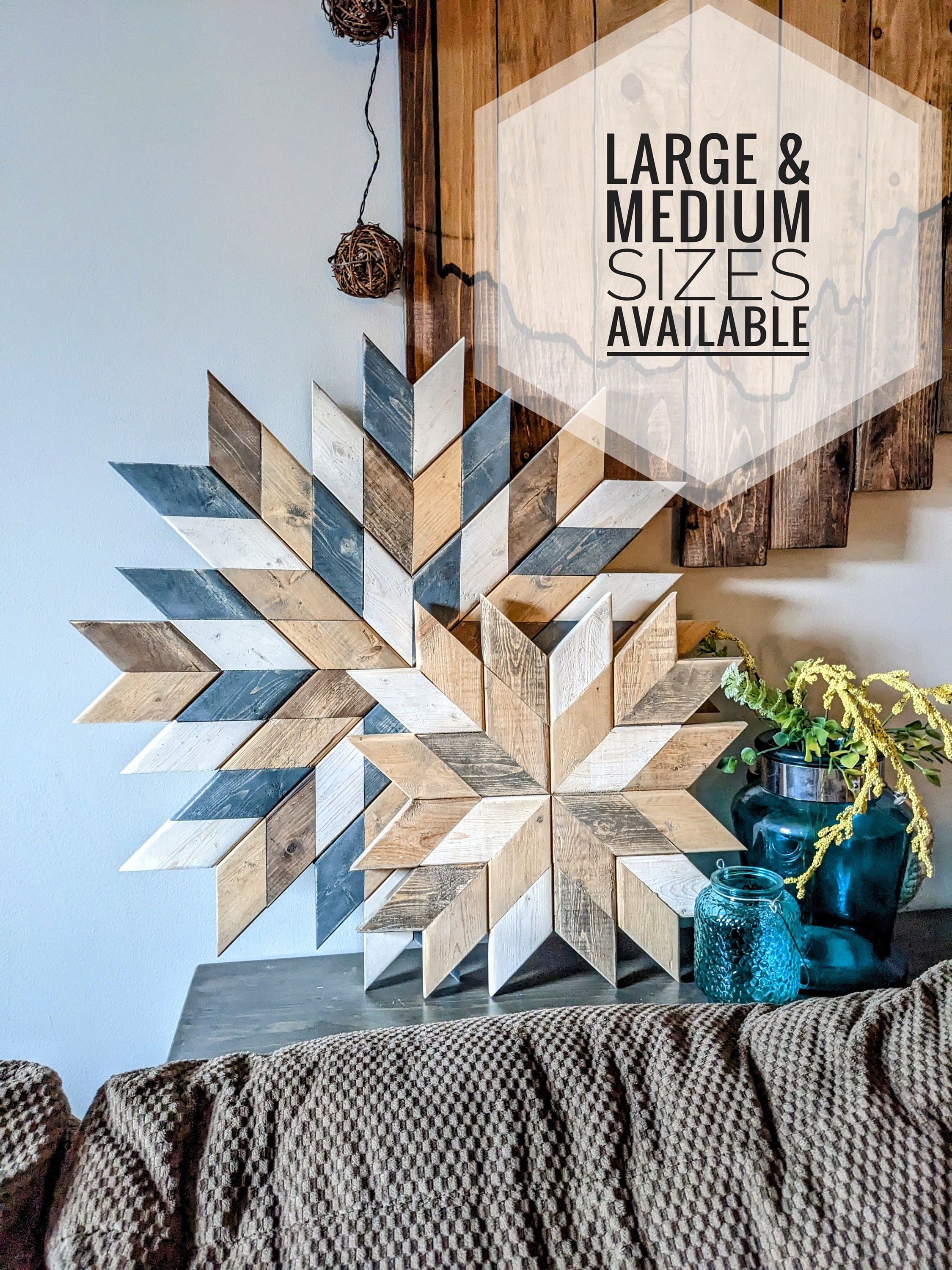 Neutral Wood Fall Decor Wooden Barn Star Quilt Star Pattern - Etsy