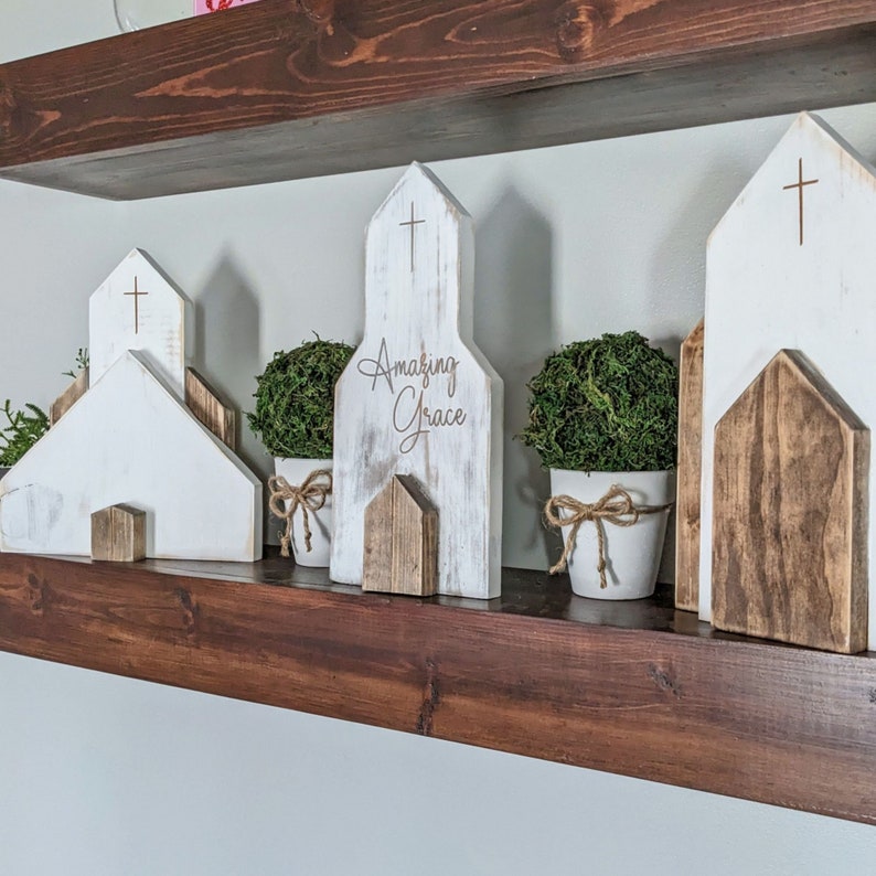 Rustic Wooden Church Little White Chapel Mantel Decor - Etsy