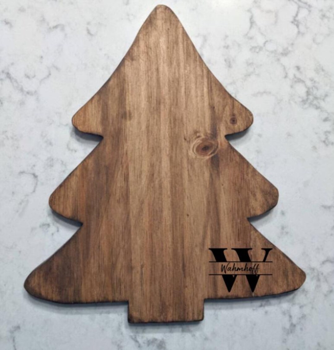 Engraved Christmas Tree Shaped Serving Tray, Charcuterie Board, Wooden ...