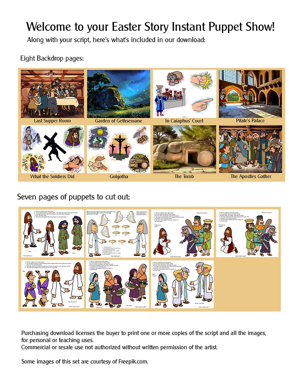 Printable Easter Story Instant Puppet Show Sunday School Teaching Aid ...