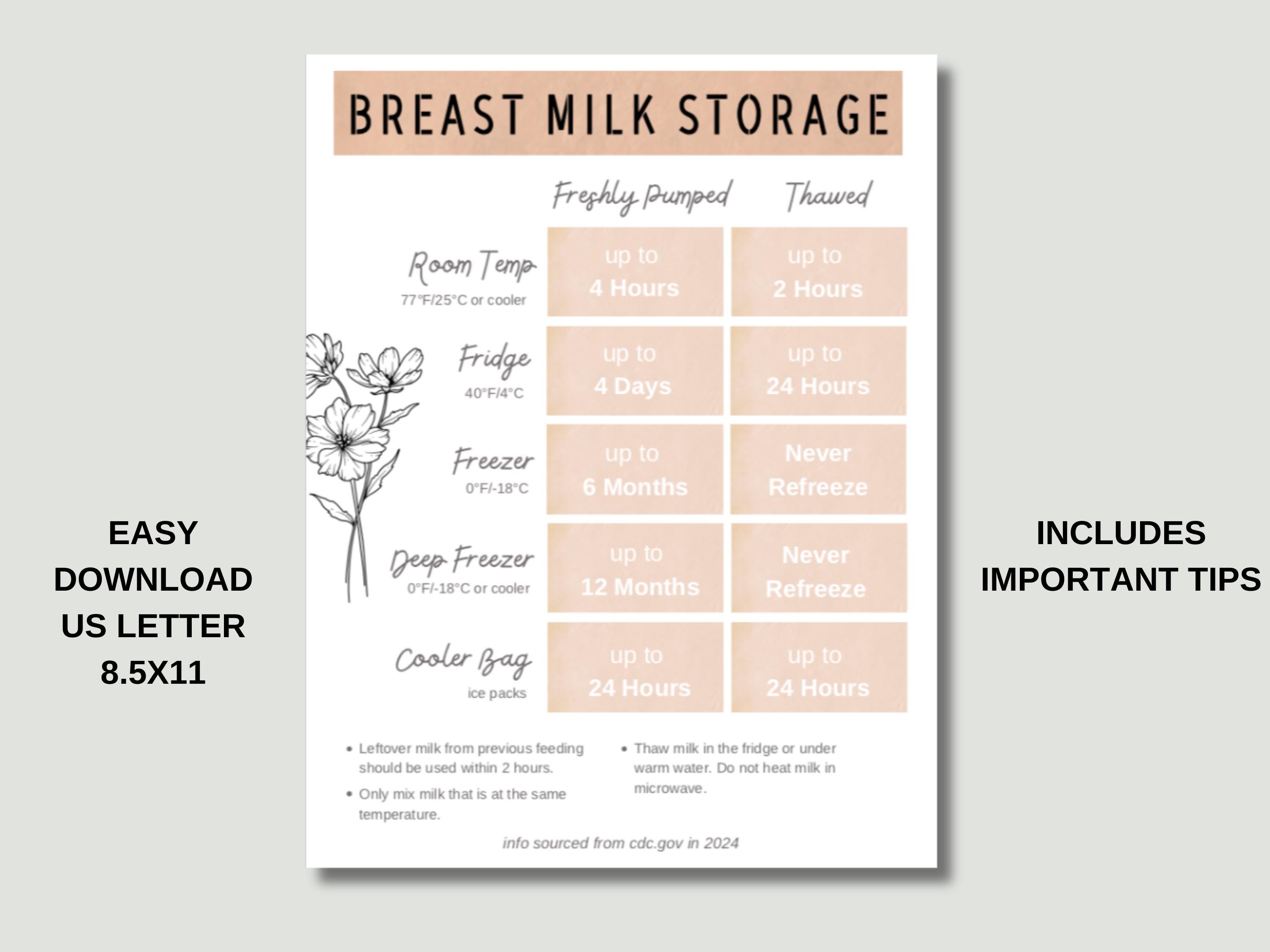 Breast Milk Storage Guide, Exclusively Pumping, Printable Breast Milk ...