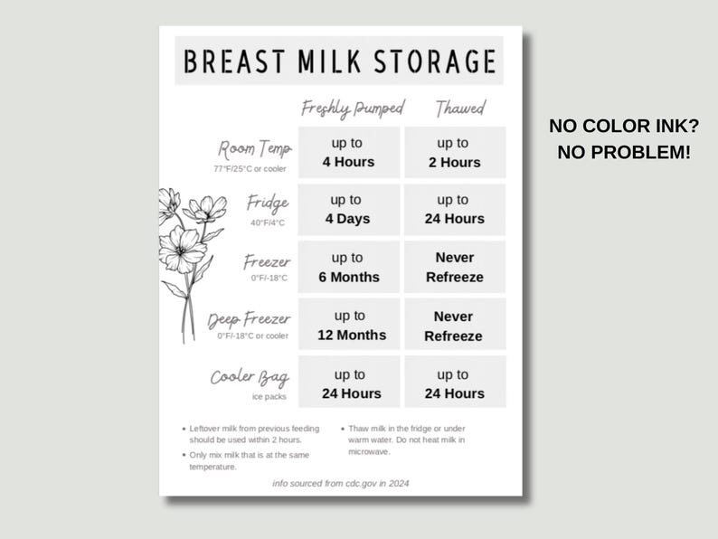 Breast Milk Storage Guide, Exclusively Pumping, Printable Breast Milk ...