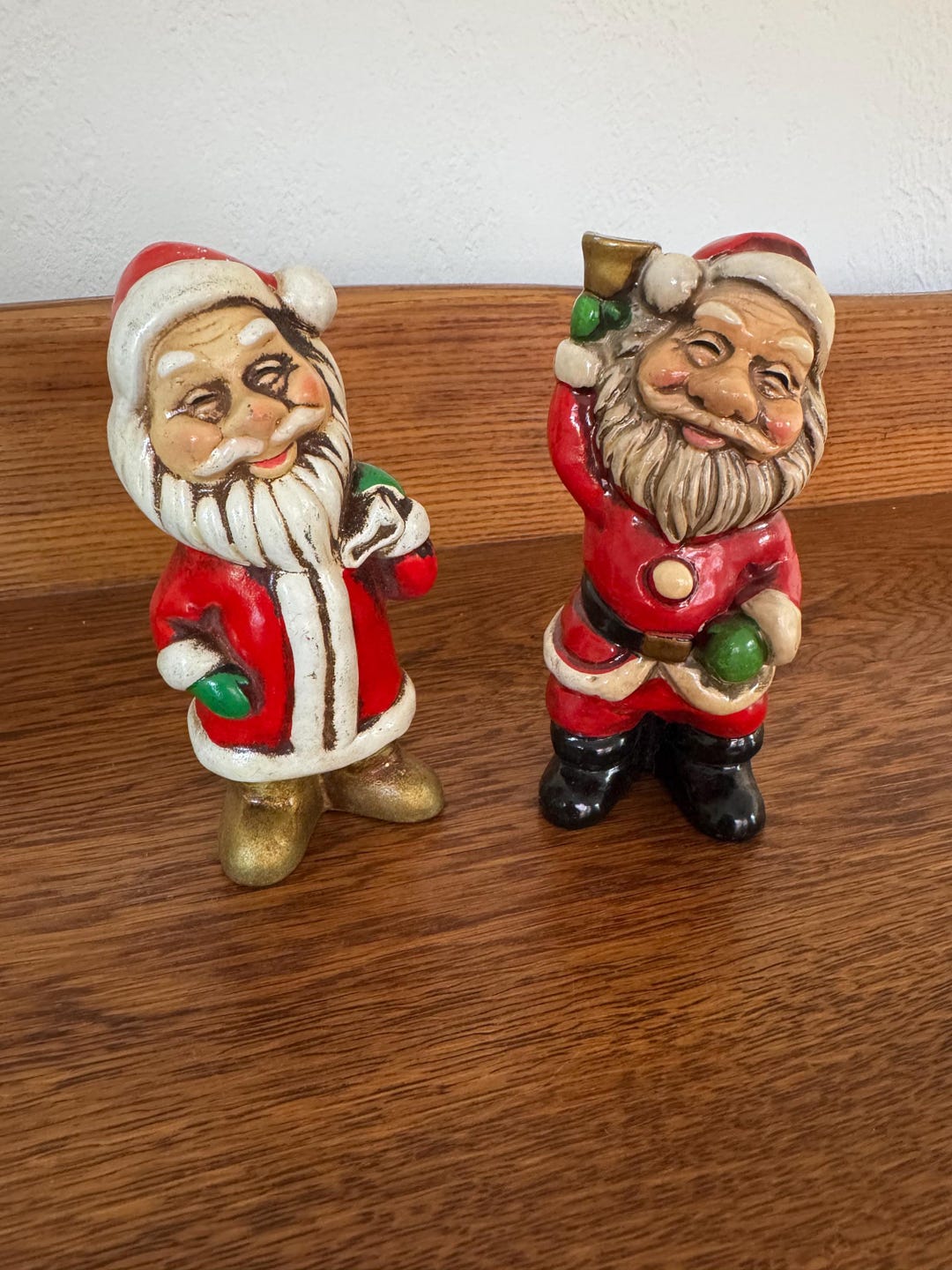 Vintage Japanese Santa Claus Figurine Pair – Paper Mache, Sweet Smiling ...