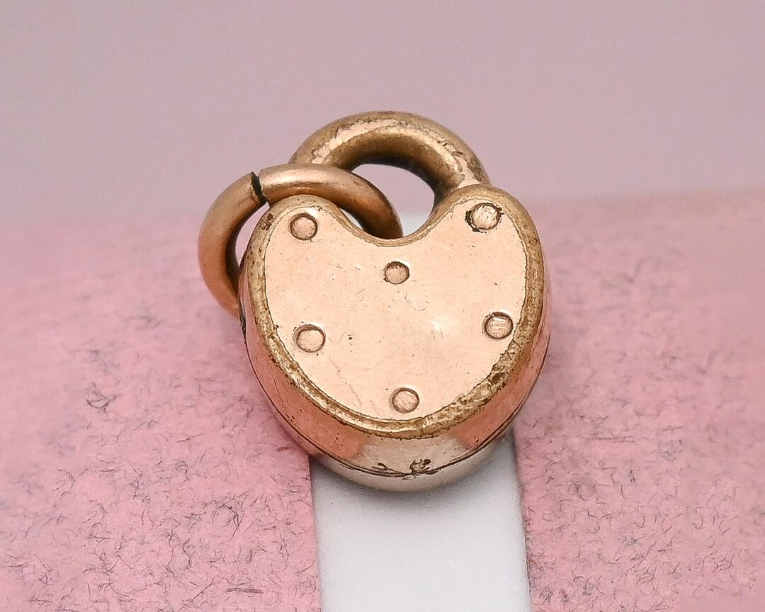 Antique Victorian TINY Miniature Padlock Puffy Rose Gold Filled Charm ...