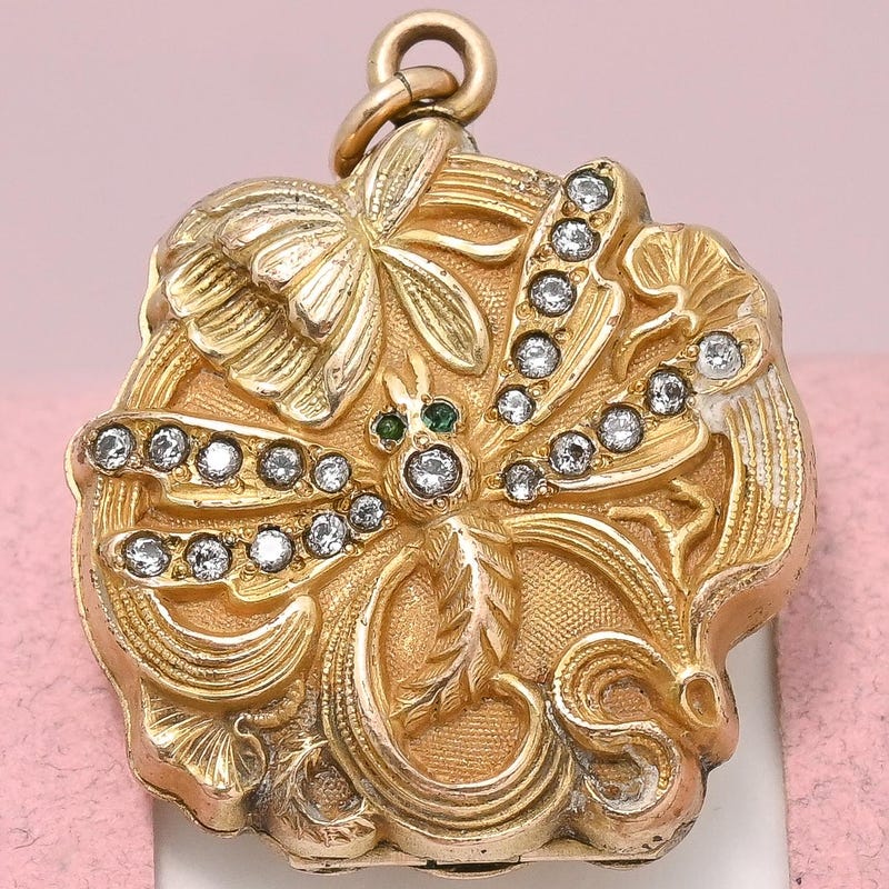 Antique Gold Bug Pendant - Etsy