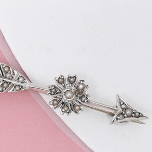 Antique Victorian Arrow Flower Seed Pearl Sterling Silver Brooch Pin - Etsy