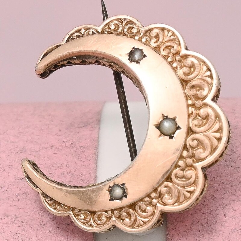 Crescent Moon Brooch - Etsy