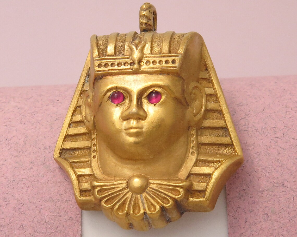 Antique Victorian Egyptian Revival Paste Pharaoh Yellow Gold - Etsy