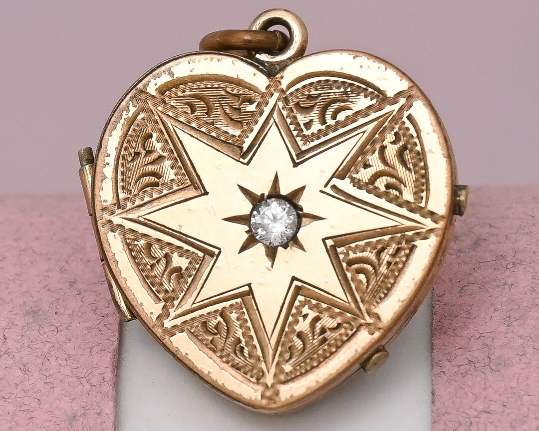 Antique Victorian Heart Paste Rose Gold Filled Charm Pendant Locket - Etsy