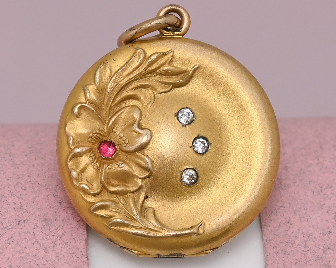 Antique Victorian Yellow Gold Filled Repousse Poppy Flower Paste ...