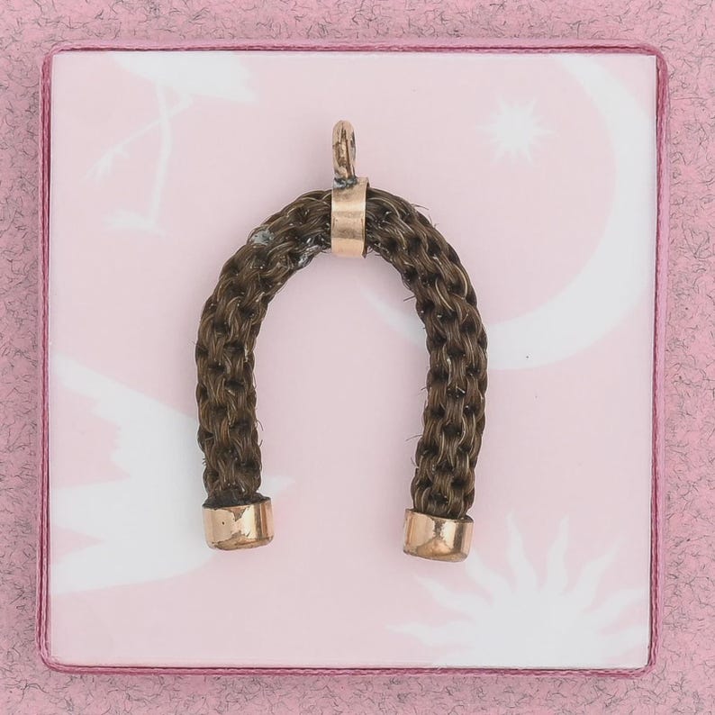 Antique Victorian Mourning BRAIDED Hair Gold Filled Horseshoe Charm ...