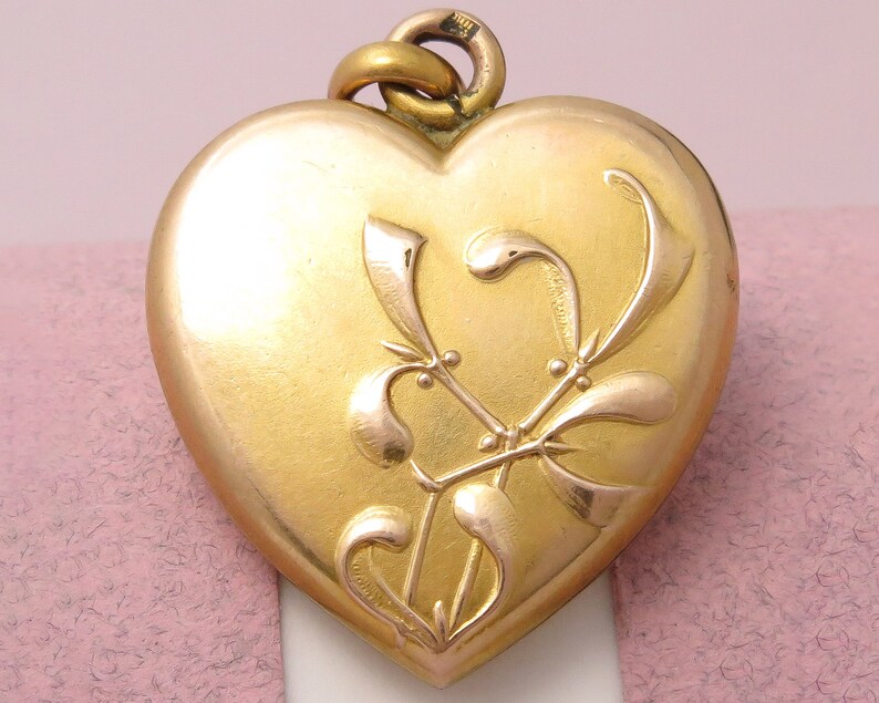 Antique Victorian French Gold Plated Mistletoe Heart Charm - Etsy