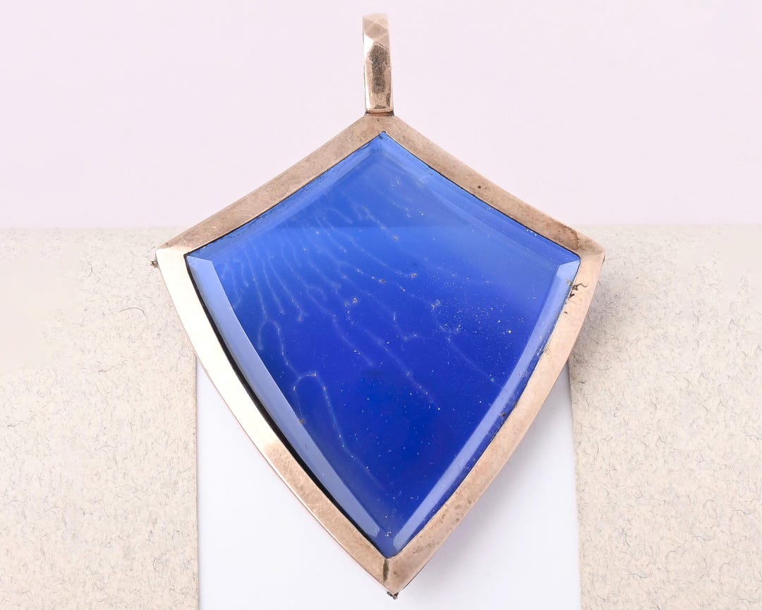 Antique Victorian 2" Shield Bristol Blue Glass Paste Rose Gold Filled ...