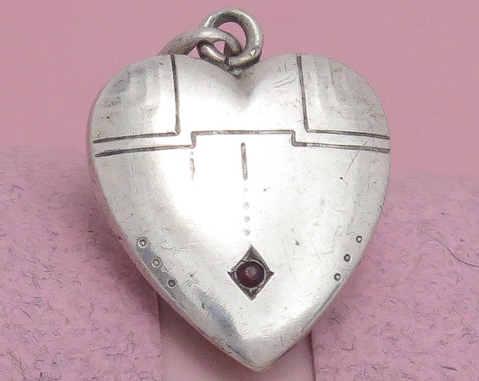 Antique Art Nouveau Jugendstil HEART Paste 800 Silver Charm Pendant - Etsy