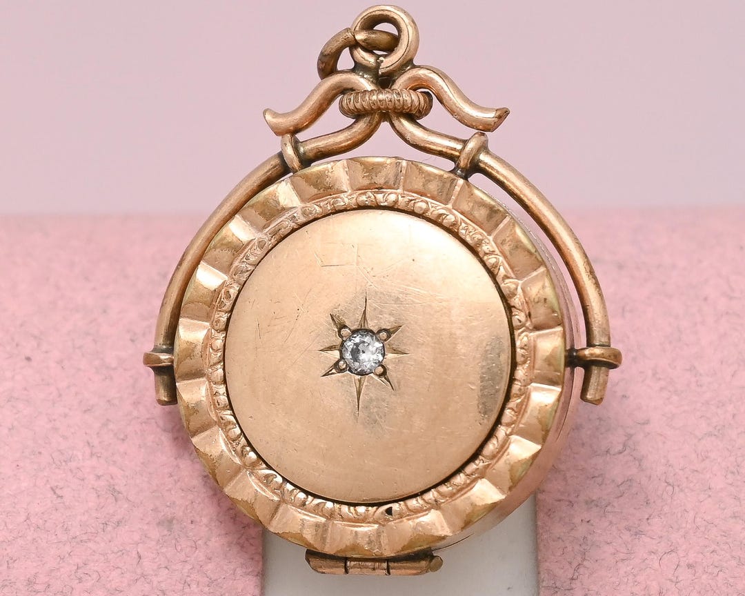 Antique Victorian Gypsy Set Star Paste Rose Gold Filled Charm Pendant ...