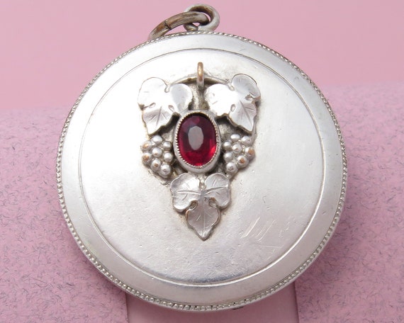 Antique Victorian Grape Cluster Red Paste Silver Plat… - Gem