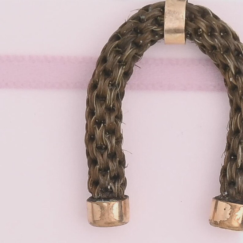Antique Victorian Mourning BRAIDED Hair Gold Filled Horseshoe Charm ...