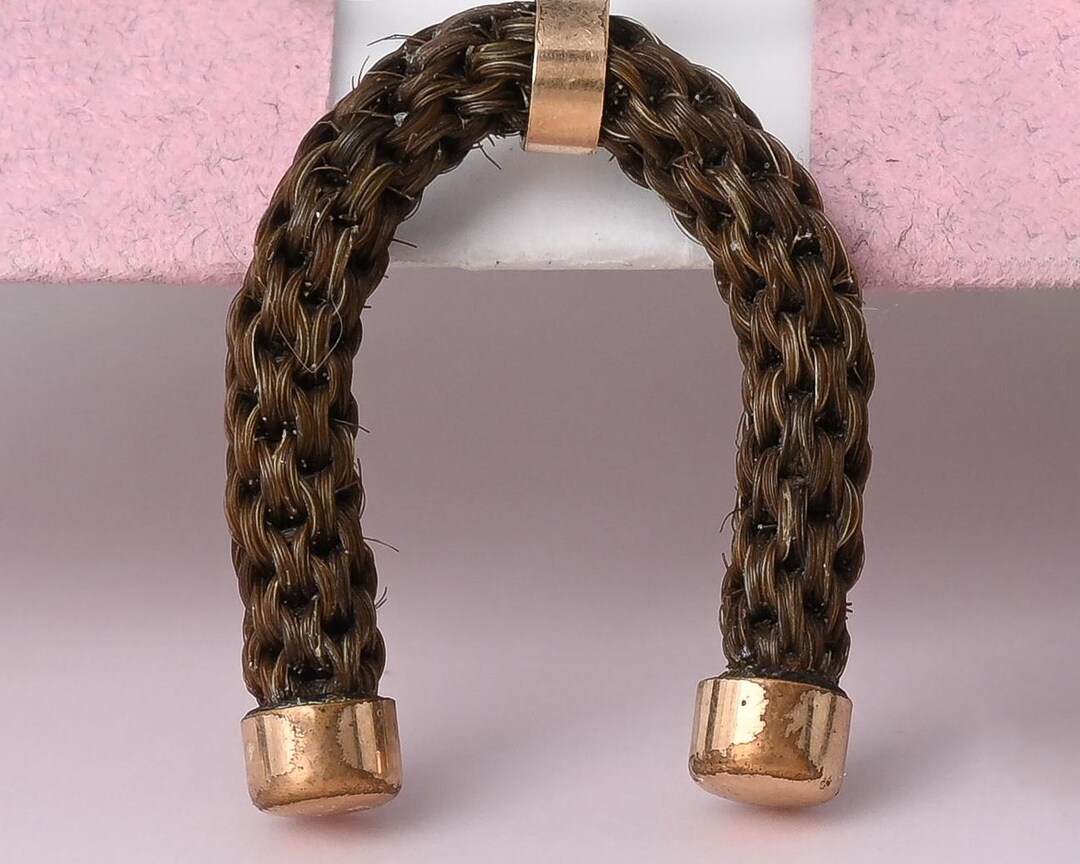 Antique Victorian Mourning BRAIDED Hair Gold Filled Horseshoe Charm ...