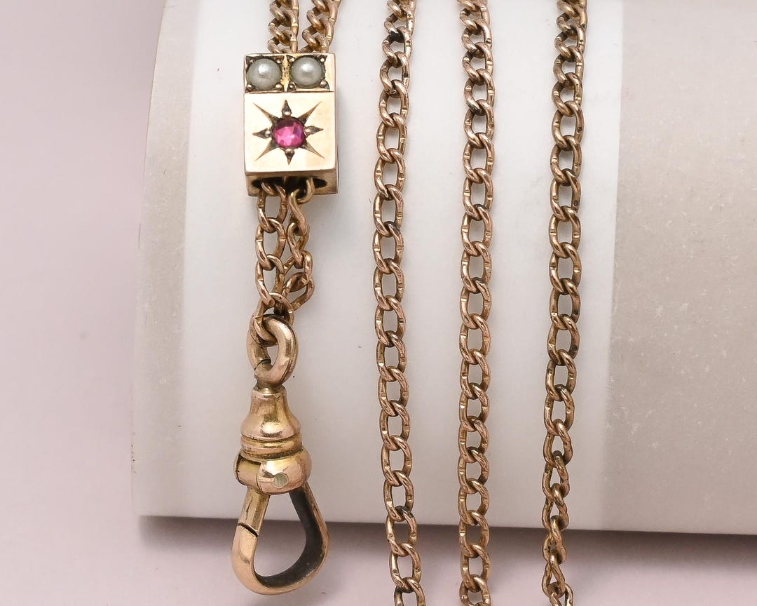 Antique Victorian Star Paste Gold Filled Slide Charm Curb Chain ...