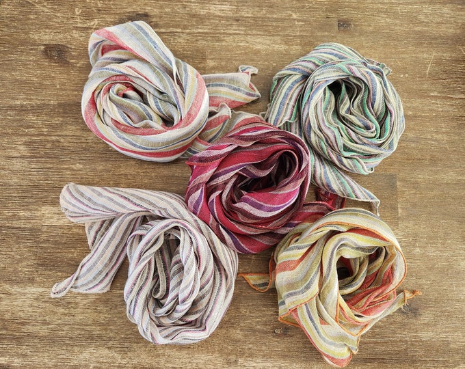 100% Linen Scarves, Narrow & Light Linen Scarves, Striped Linen Scarves ...