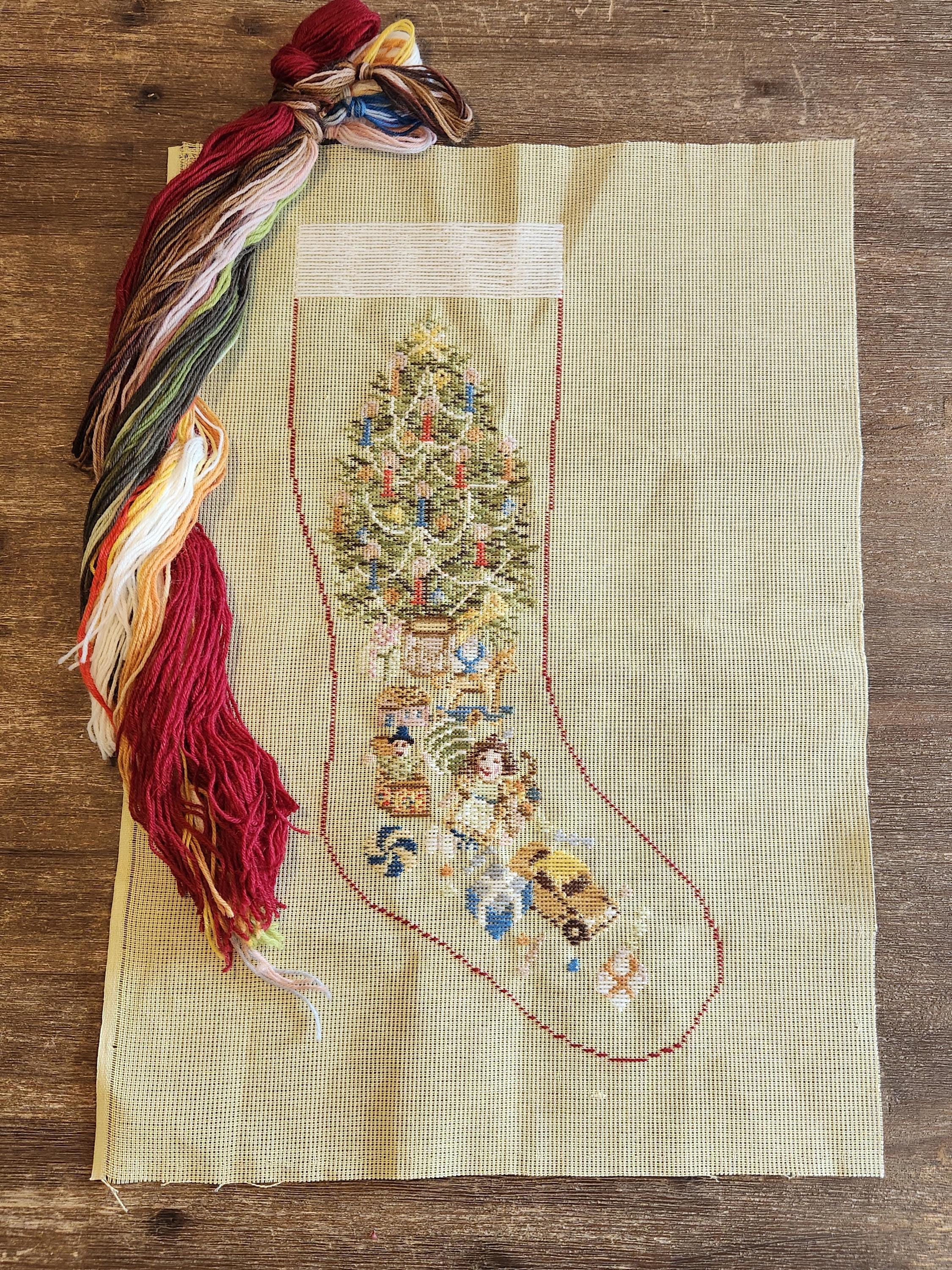 Wool Yarn Included Punch Needle Embroidered Draft Christmas Stocking ...
